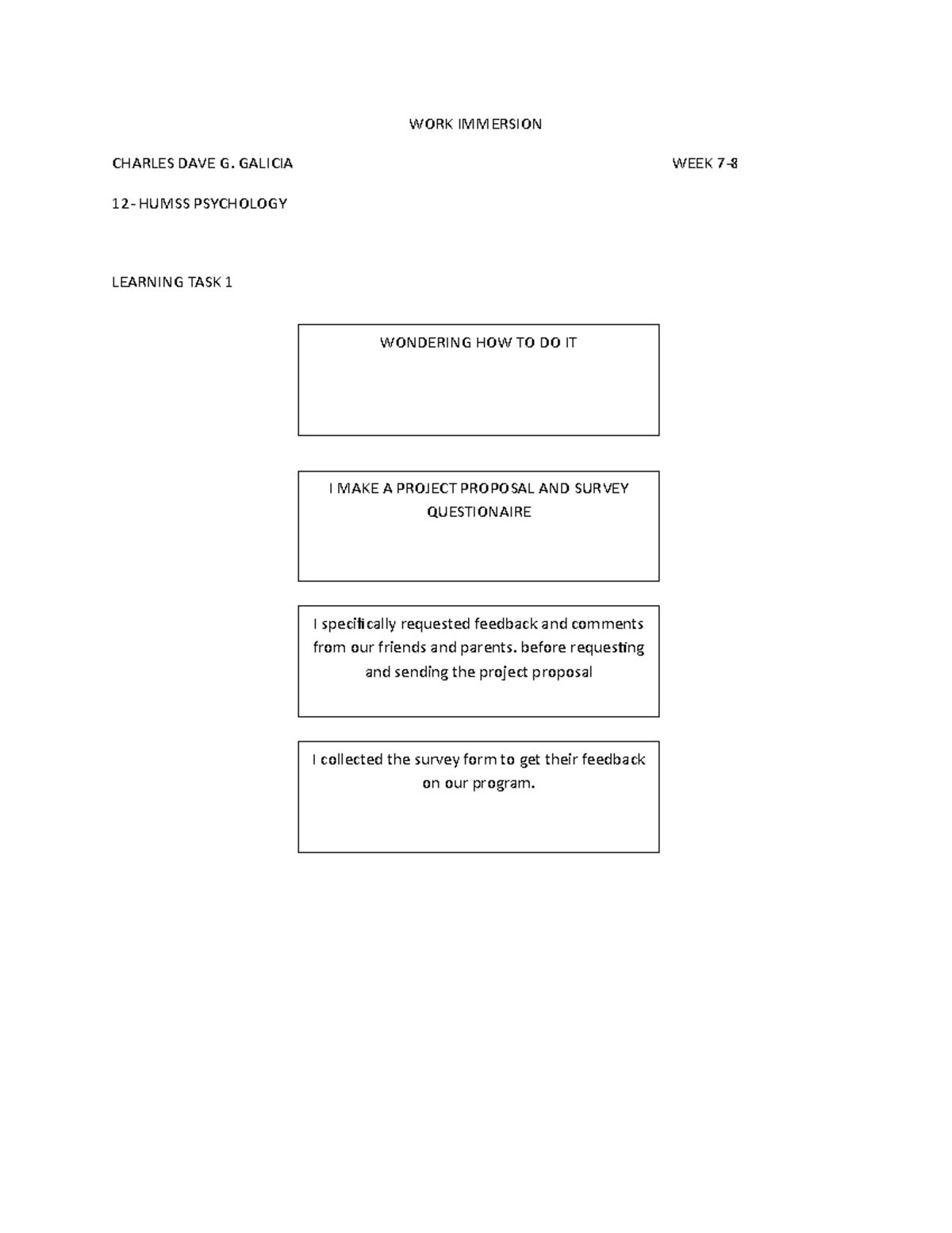 WORK Immersion WEEK 7-8 - WORK IMMERSION CHARLES DAVE G. GALICIA WEEK 7 ...