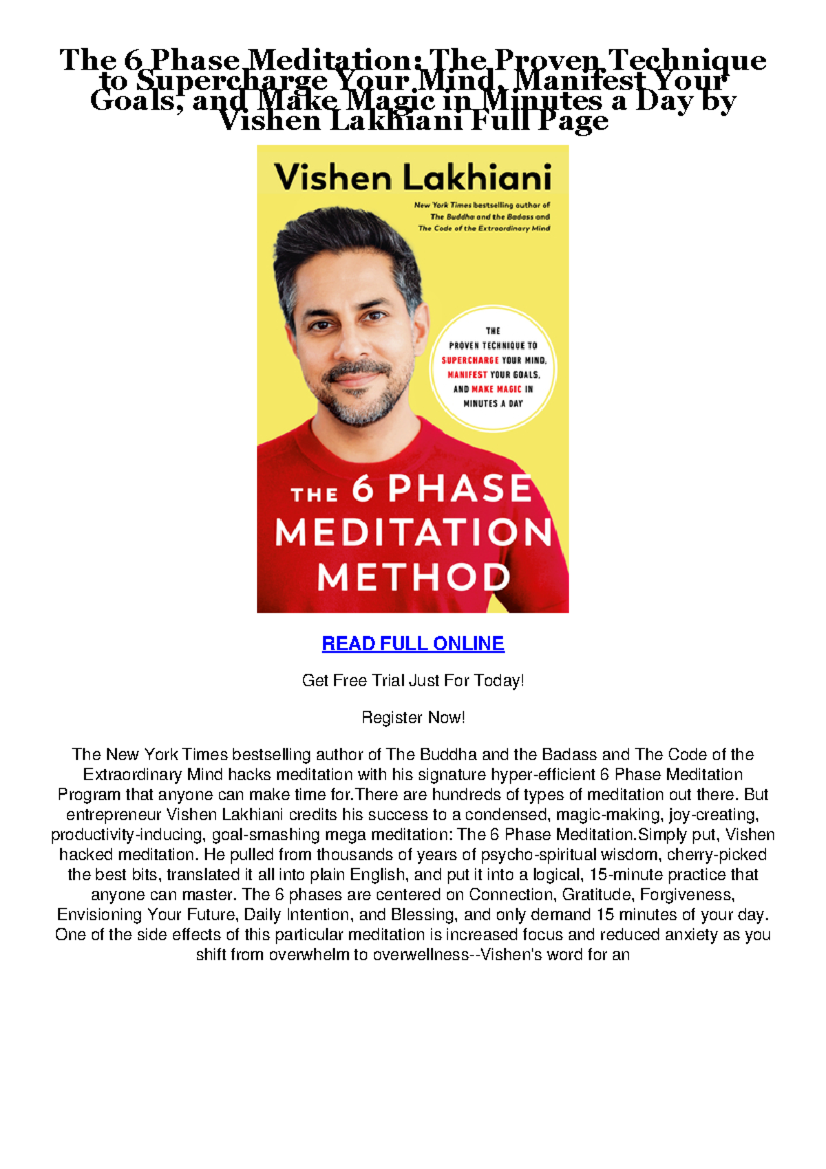 GET NOW The 6 Phase Meditation The Proven Technique to Supercharge Your ...