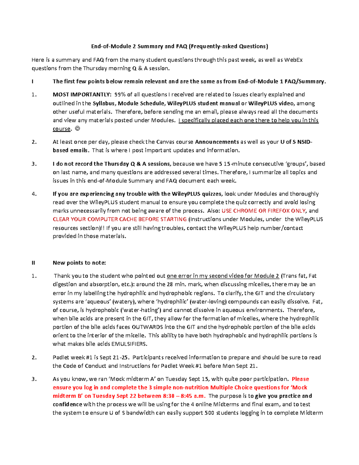 End-of-Module 2 Summary and FAQ - I The first few points below remain ...
