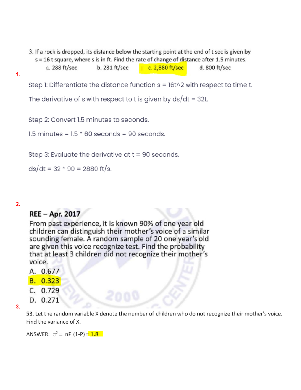 ENGINEERING MATHEMATICS - Seminar Review - 1. 2. 3. - Studocu