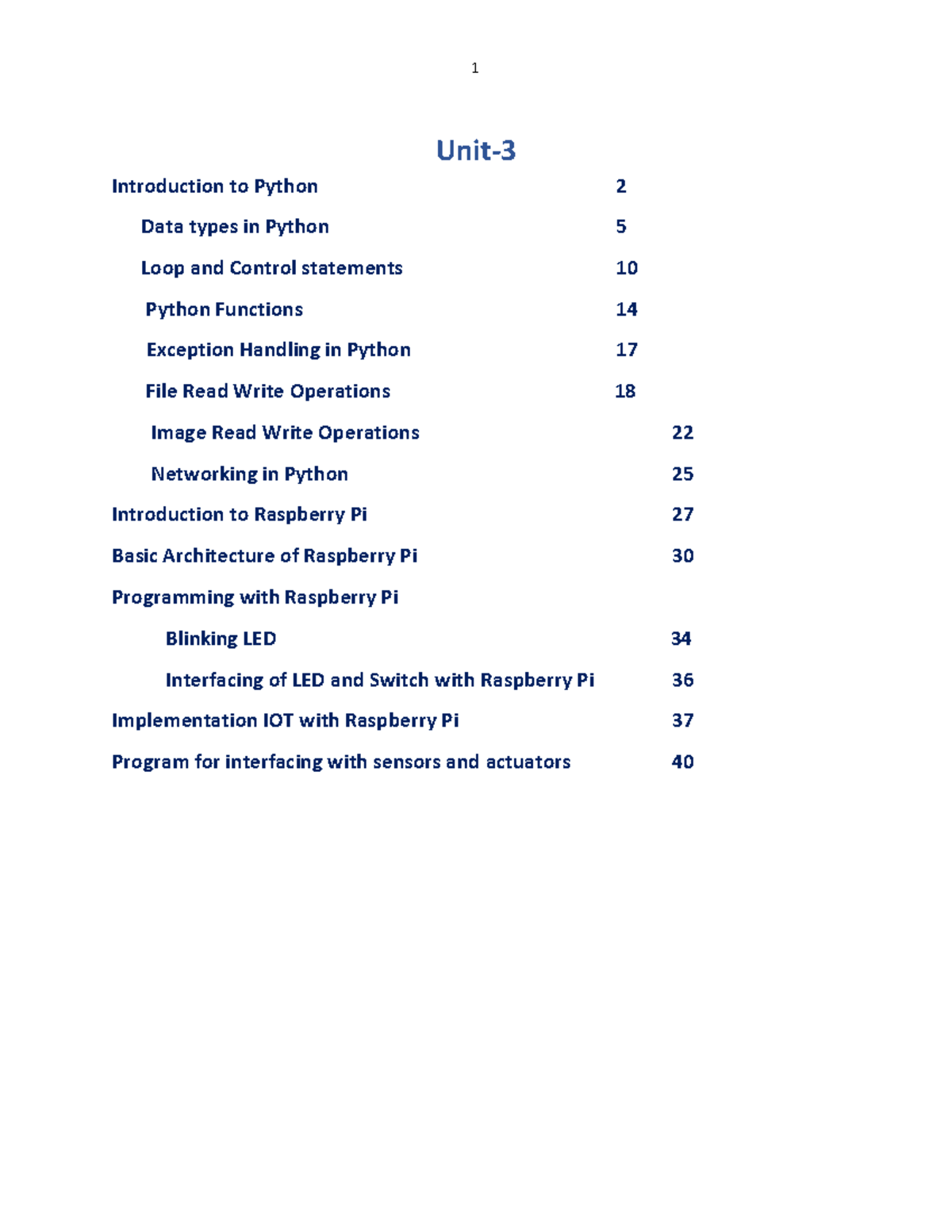 Unit 3 Fiot Unit 3 Programming With Raspberry Pi Unit