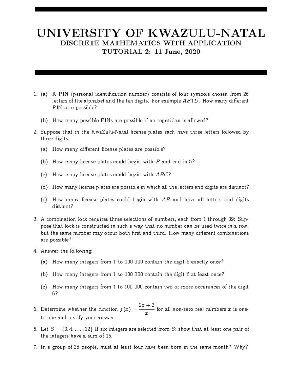 Math236 TUT2 MATH236 - Discrete Mathemtatics with Applications Tutorial Tut UKZN Lecture Slides ...