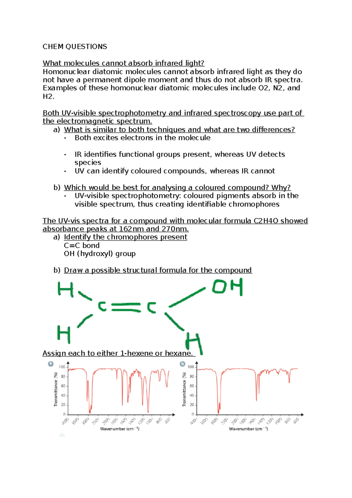 Practice Chemistry Questions on Spectrophotometry (module 8) - CHEM ...