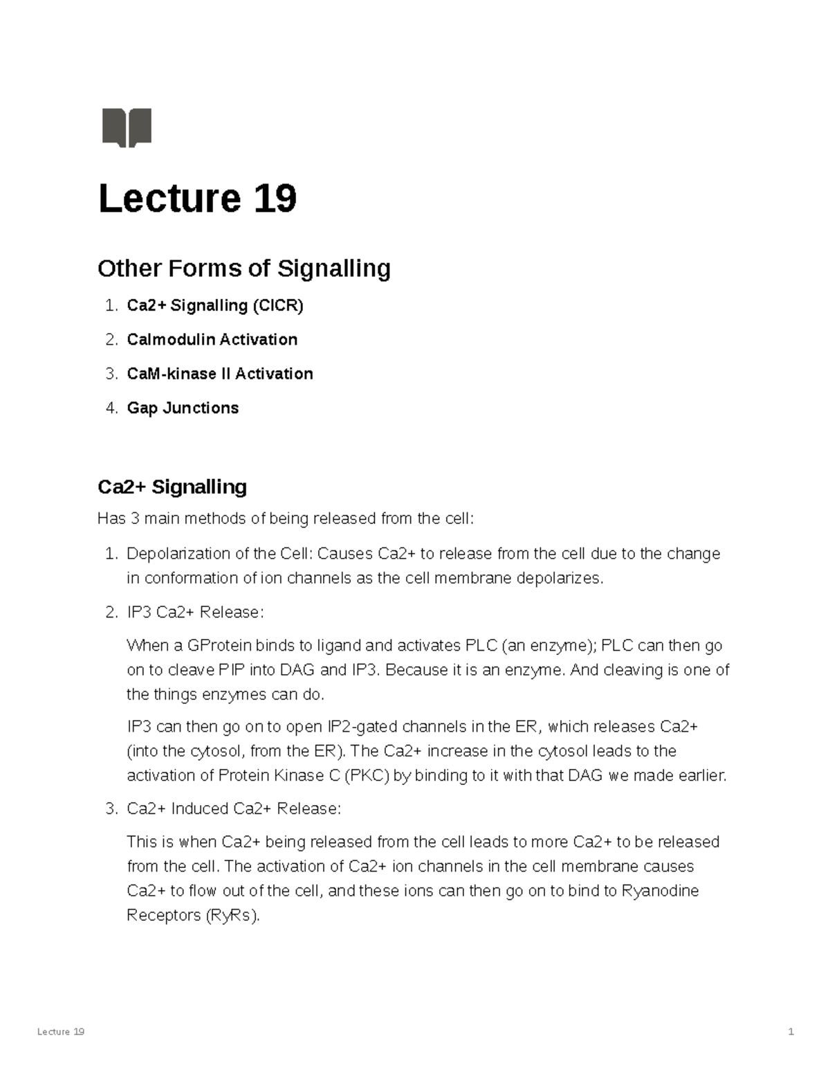 Lecture 19 Cell Signalling Ii Lecture 19 Other Forms Of Signalling