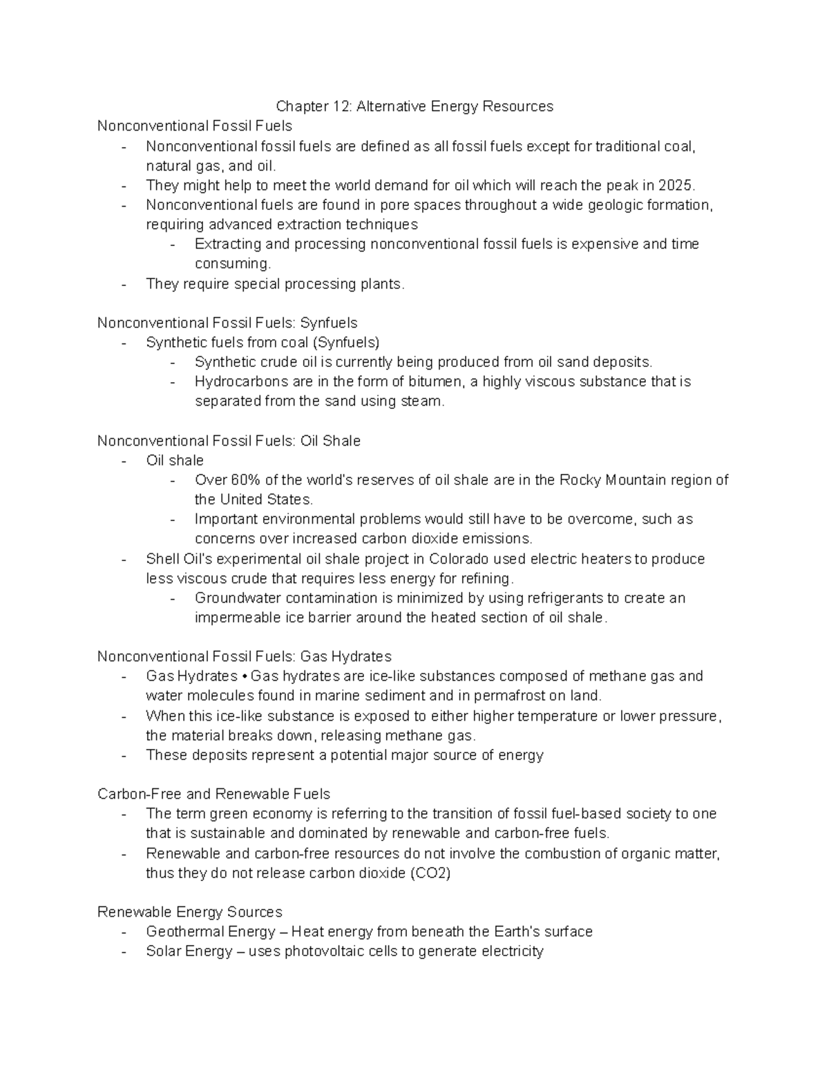 Chapter 12 Alternative Energy Resources - Chapter 12: Alternative ...