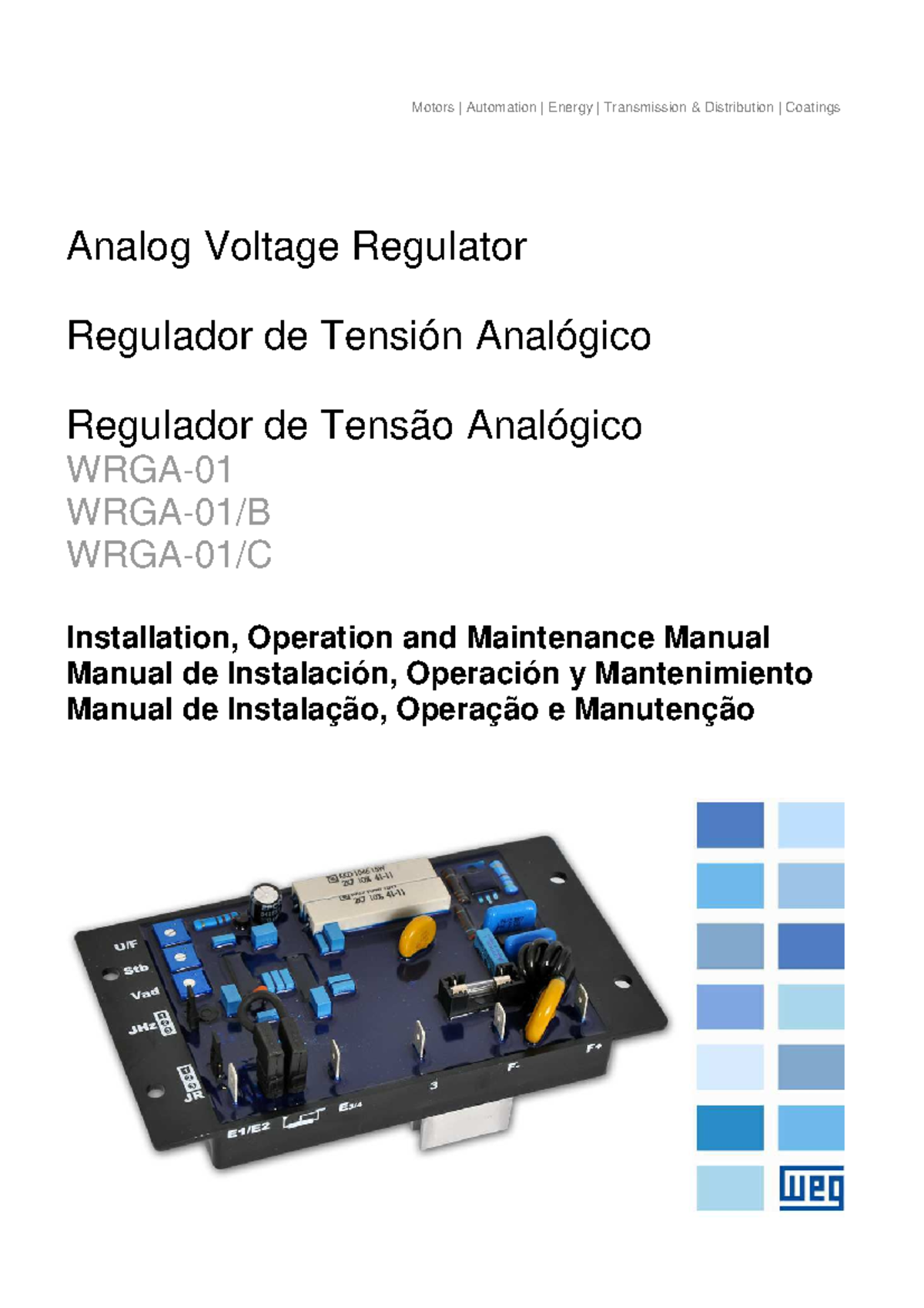 WEG regulador de tensao analogico wrga 01 10000925431 manual portugues ...