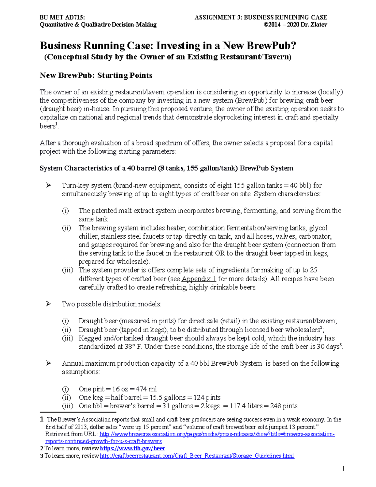 AD715 Assignment 3 Business Running Case 2020 - Quantitative ...