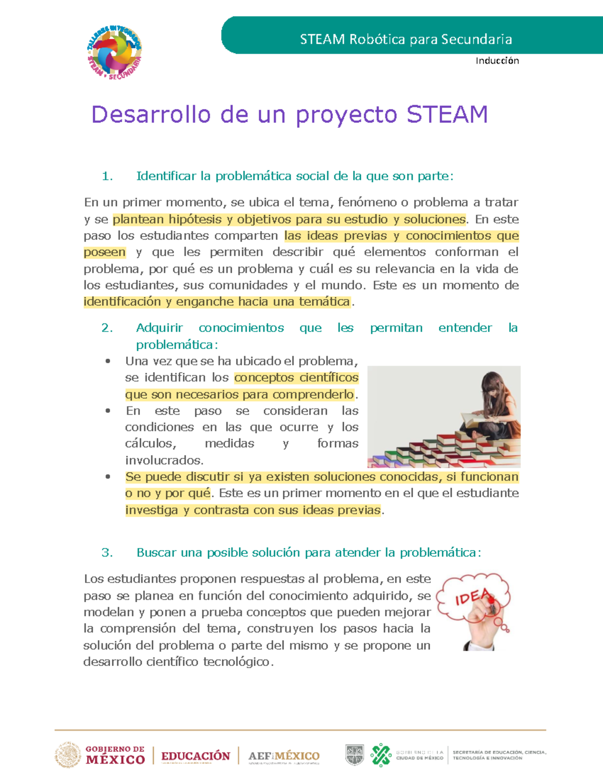 Desarrollo de proyecto steam - Inducción STEAM Robótica para Secundaria ...