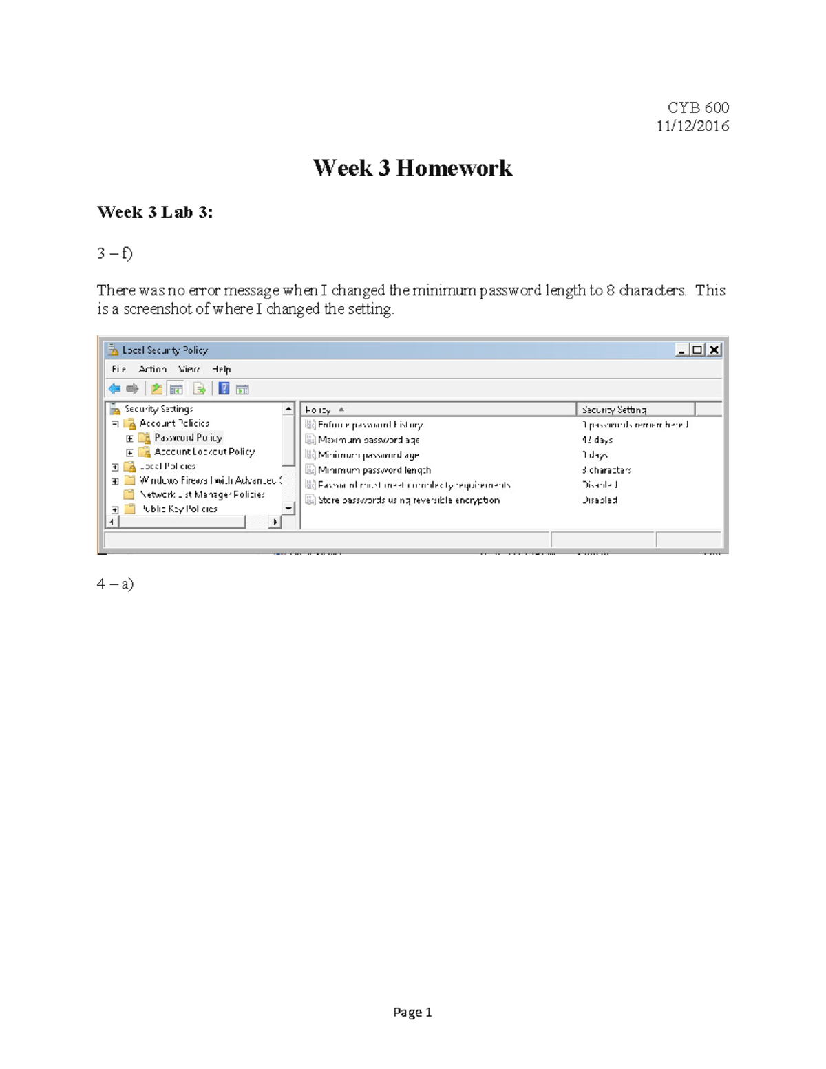 Lab 3 - CYB 600 - Week 3 Lab 3 Week 4 Wireshark Lab Ungraded - CYB 600 11/12/ Week 3 Homework ...