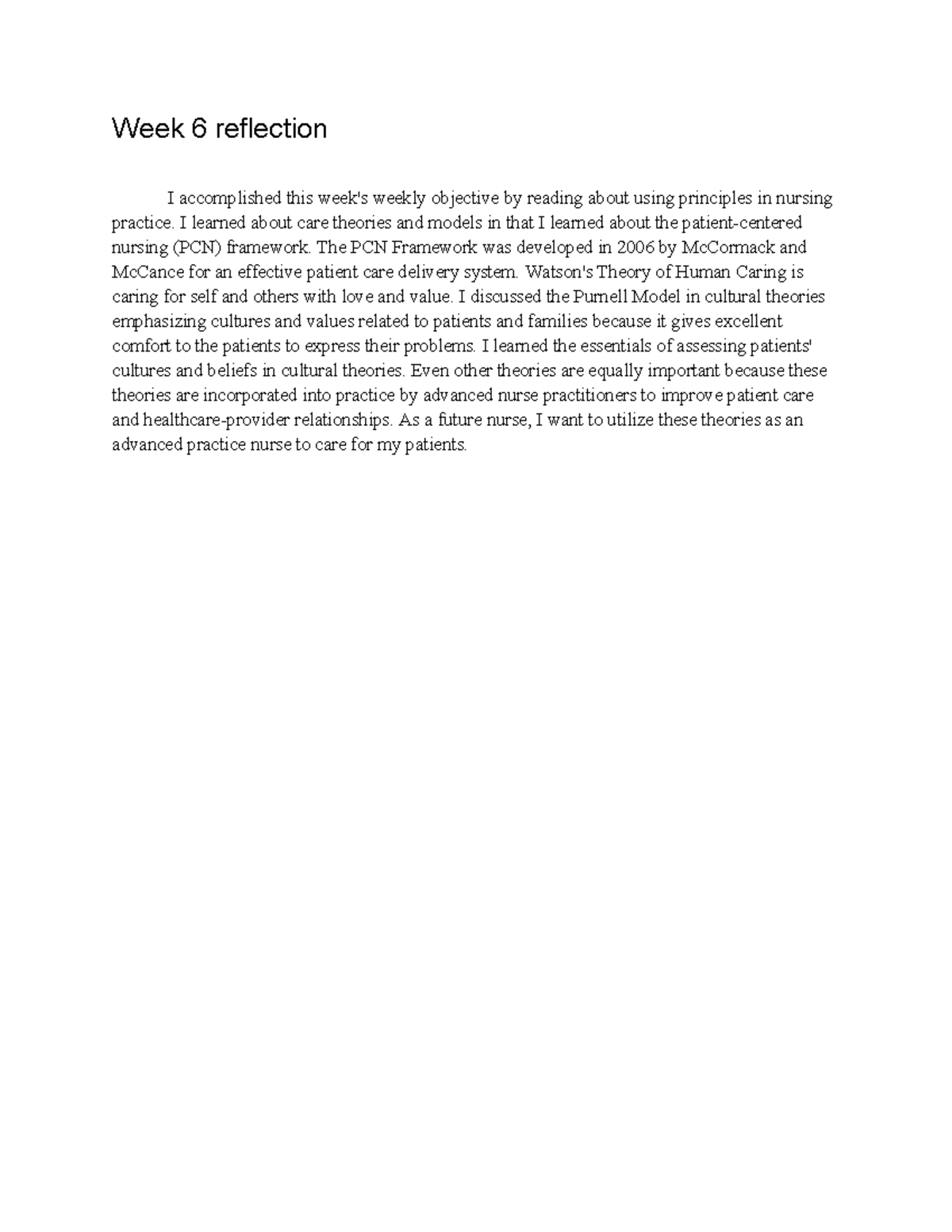 Week 6 reflection - week6 - Week 6 reflection I accomplished this week's weekly objective by ...