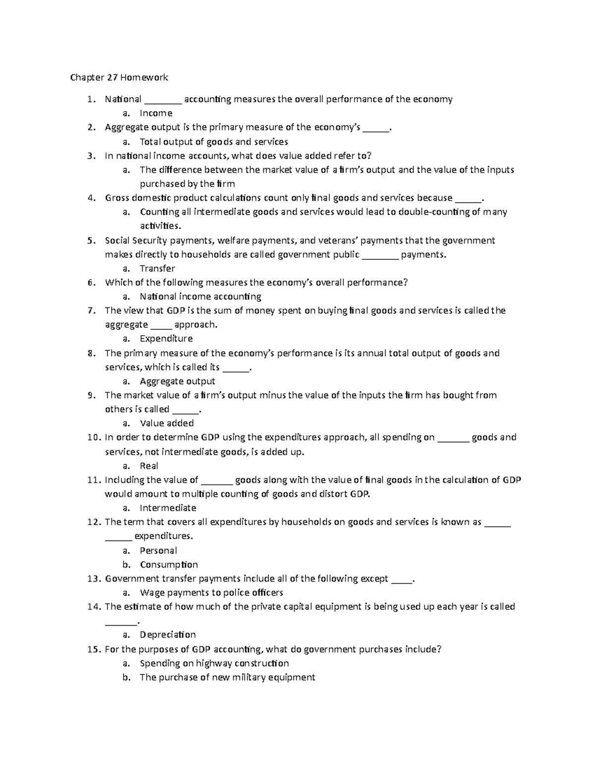 Chapter 27 Homework - Chapter 27 Homework National _______ accounting ...