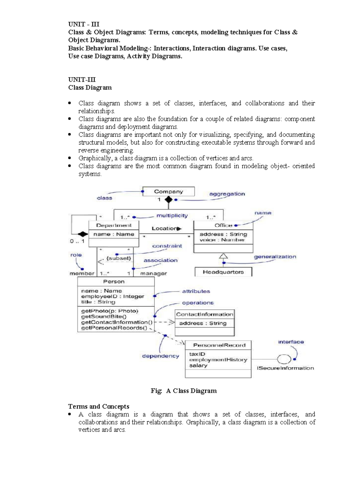 UNIT-3- nothing - UNIT - III Class & Object Diagrams: Terms, concepts ...