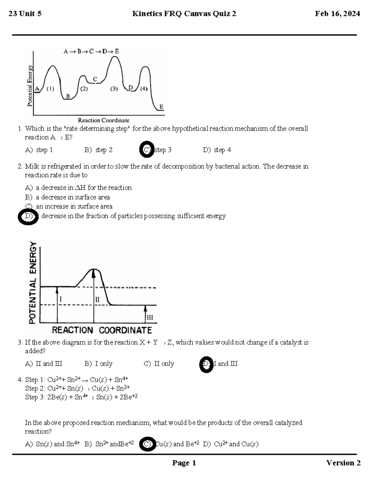 23 U5 Kinetics FRQ Canvas Checkpoint Quiz SC Ver2 - 23 Unit 5 Kinetics ...
