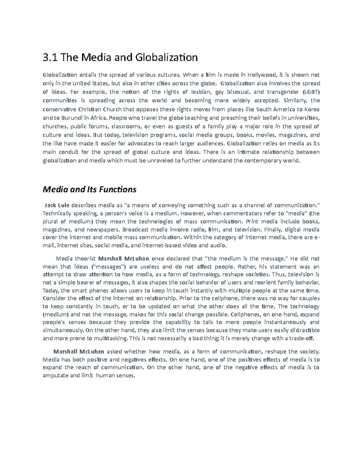 Reviewer for Module 3 and Module 4 - 3 The Media and Globalization ...