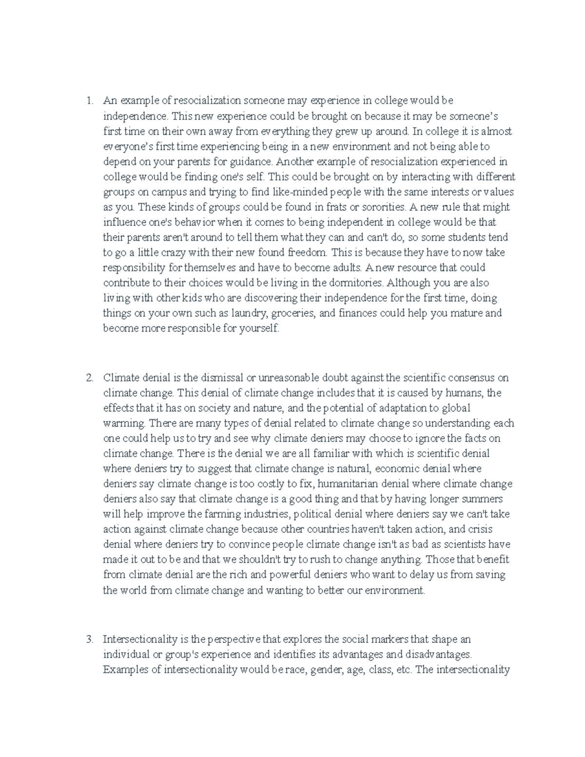 Final exam soc - An example of resocialization someone may experience ...