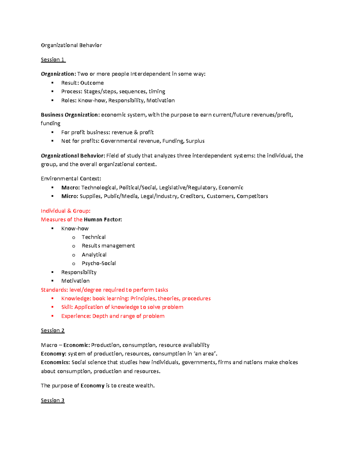 Organizational Behavior Notes For Quiz 1 (Psychology) - Organizational ...