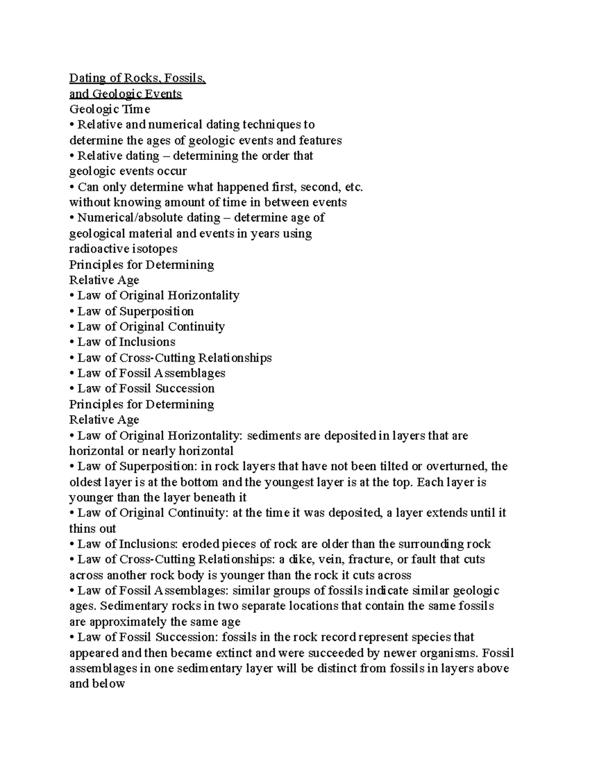 Dating of Rocks, fossils, and geologic events - Dating of Rocks ...