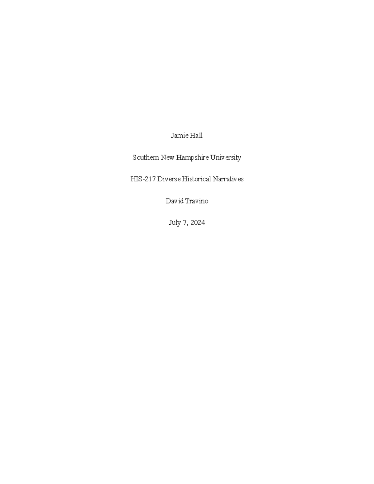 Module 1-2 Journal - Jamie Hall Southern New Hampshire University HIS ...