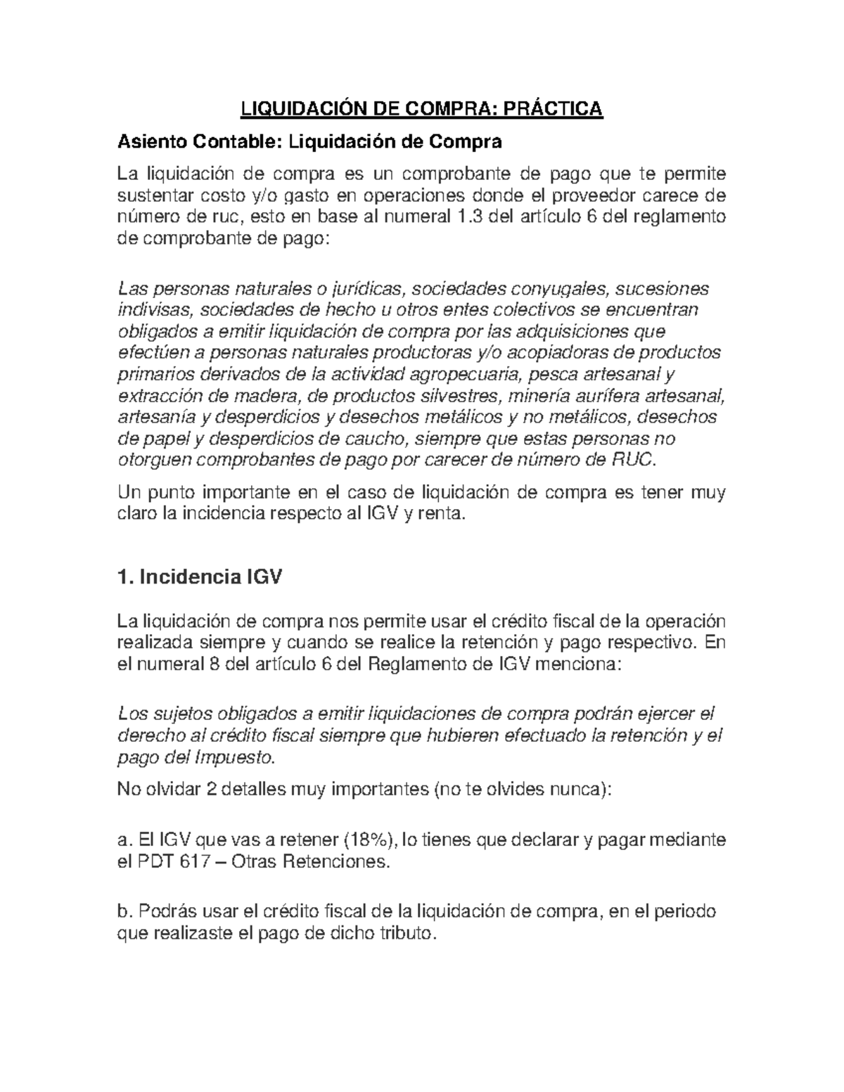 Liquidación de Compra - libros - LIQUIDACIÓN DE COMPRA: PRÁCTICA Asiento Contable: Liquidación ...