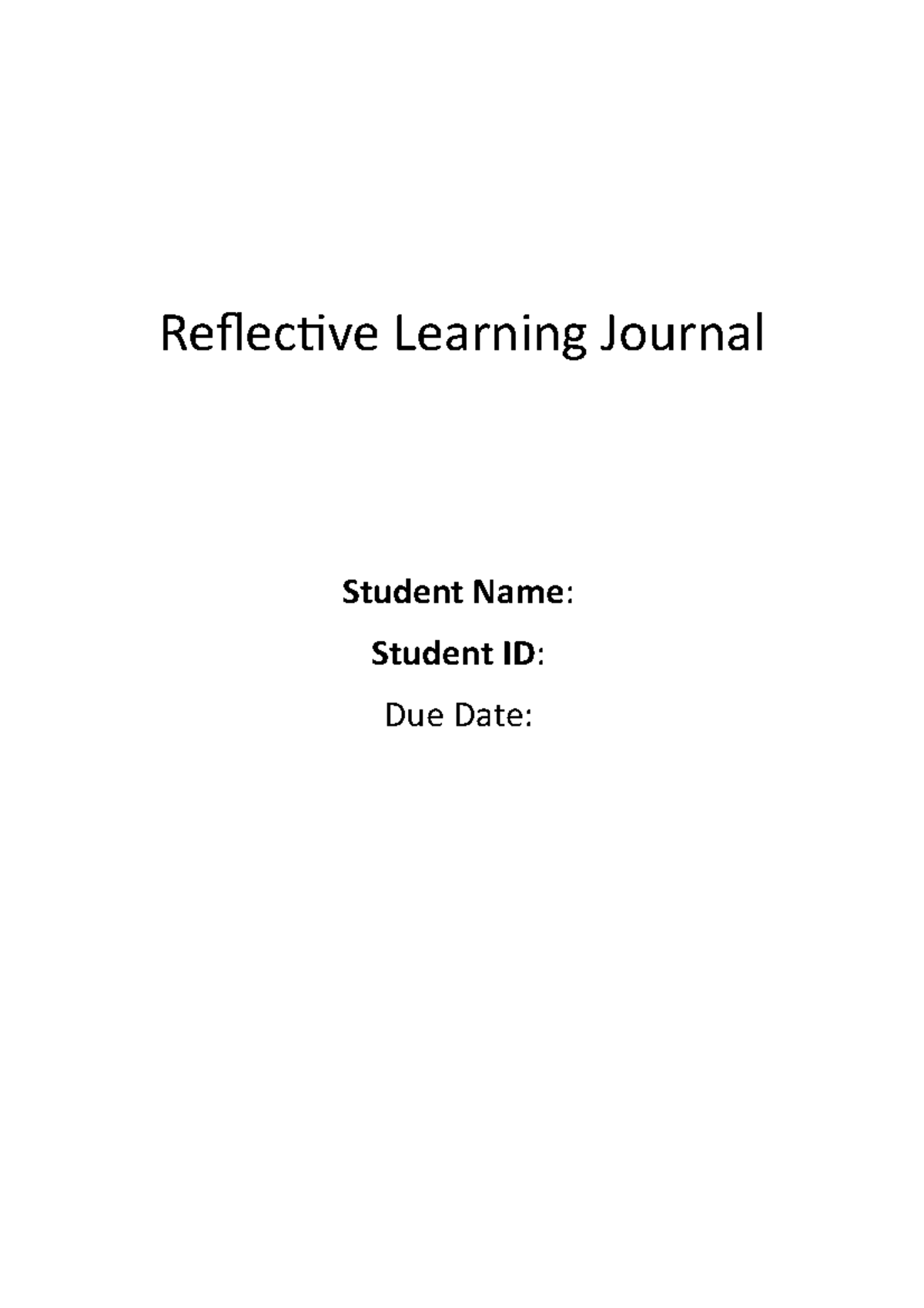 EPP1 Final reflection - 4 journal - Relecive Learning Journal Student ...