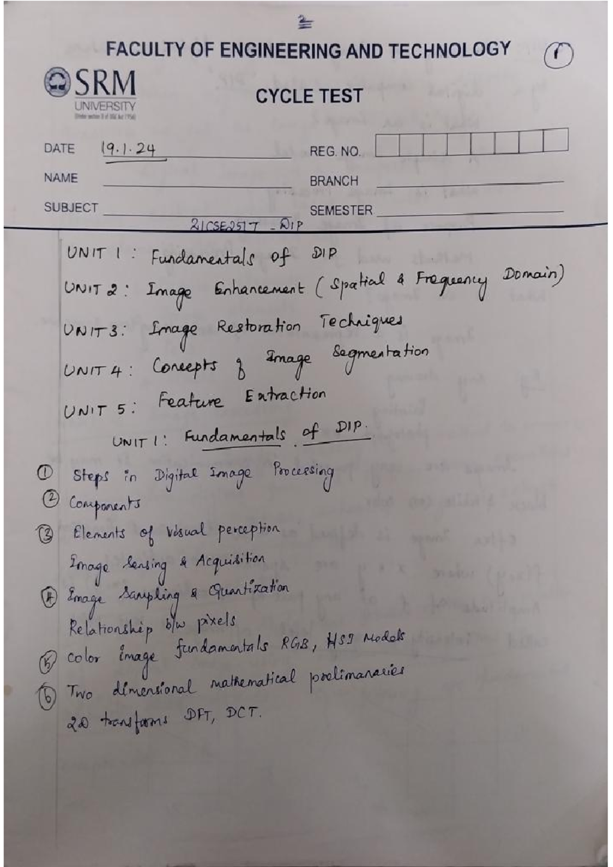 DIP Notes PART 1 - digital image processing - Studocu