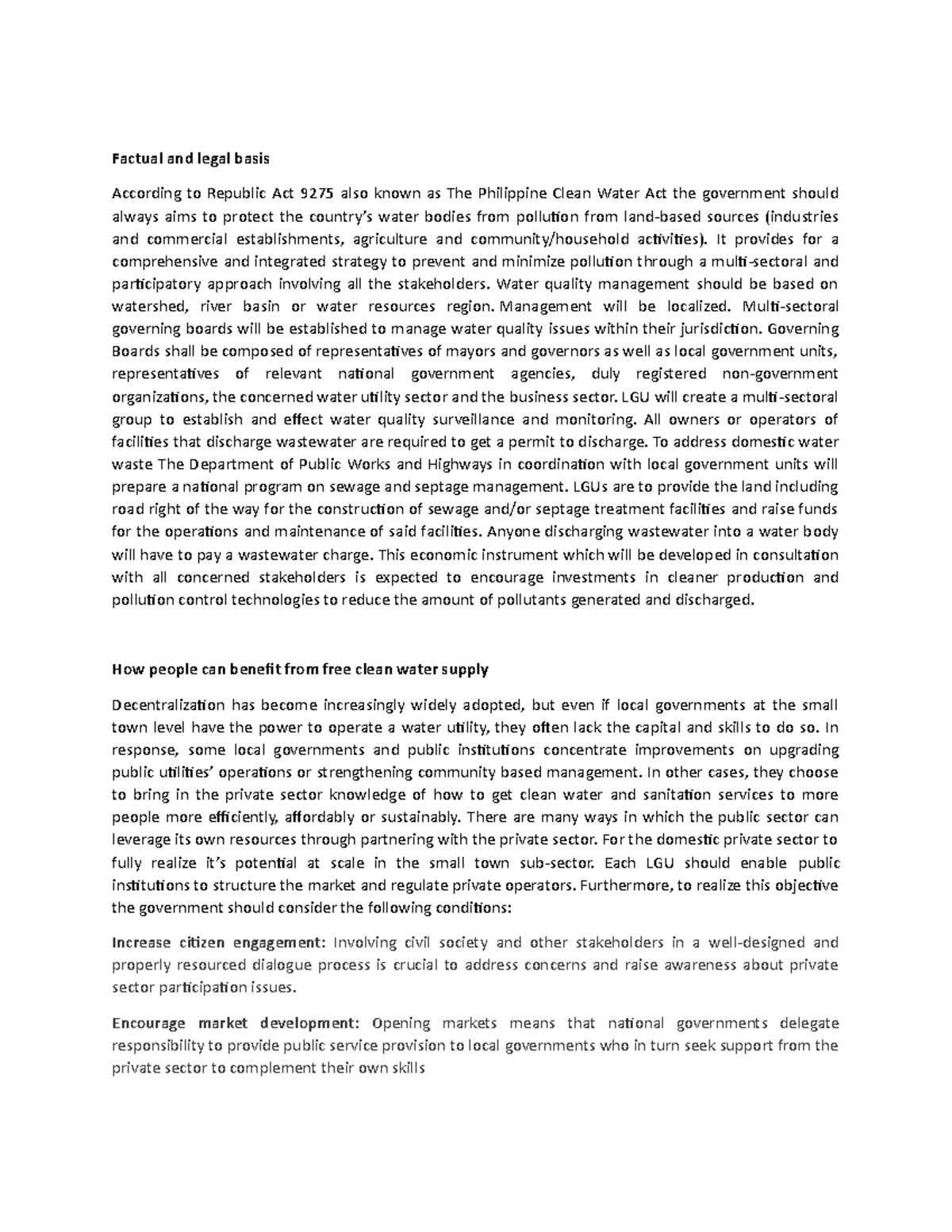 Manila- Water - Strategic Management - Factual and legal basis ...