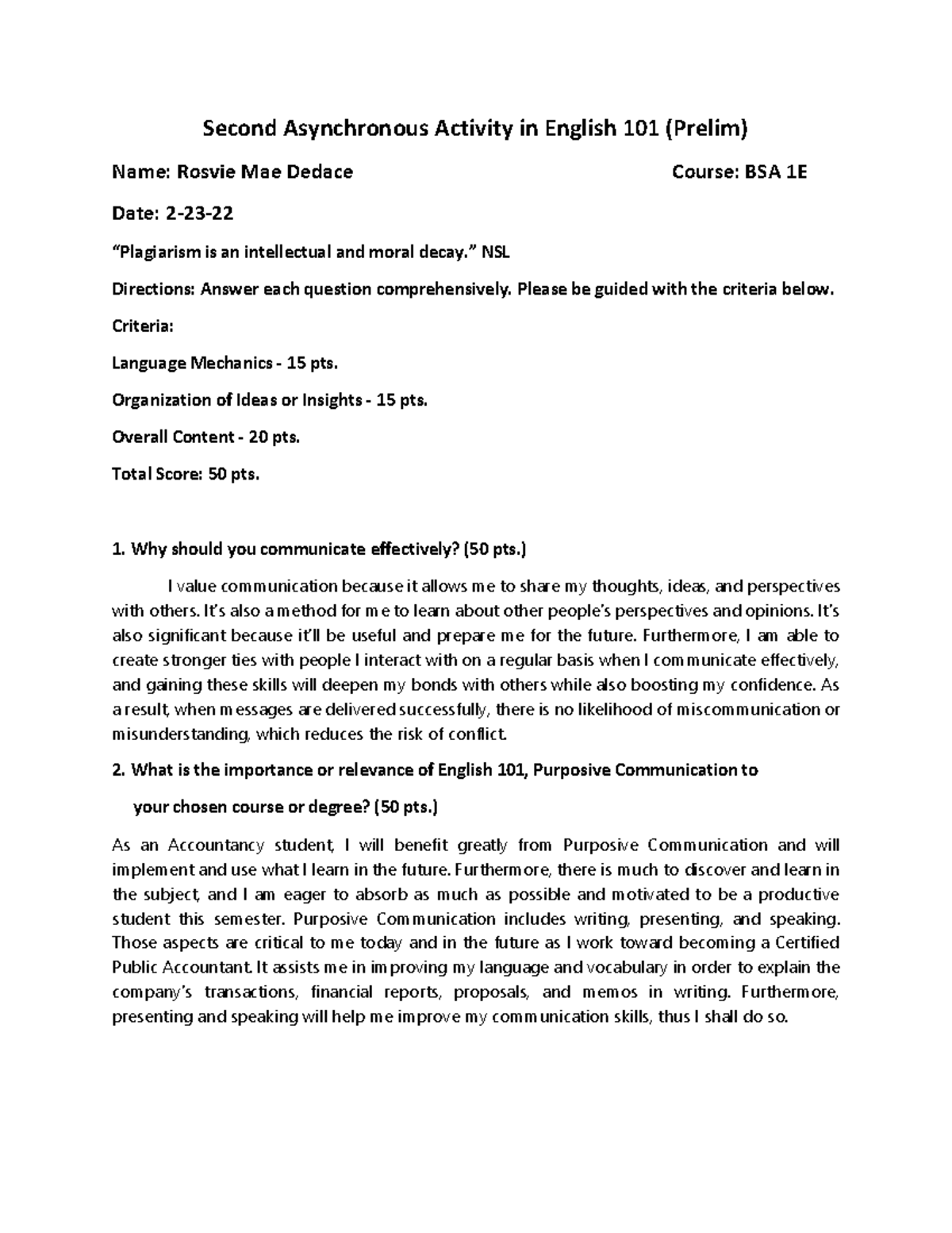 works of a future certified public accountant - Second Asynchronous ...