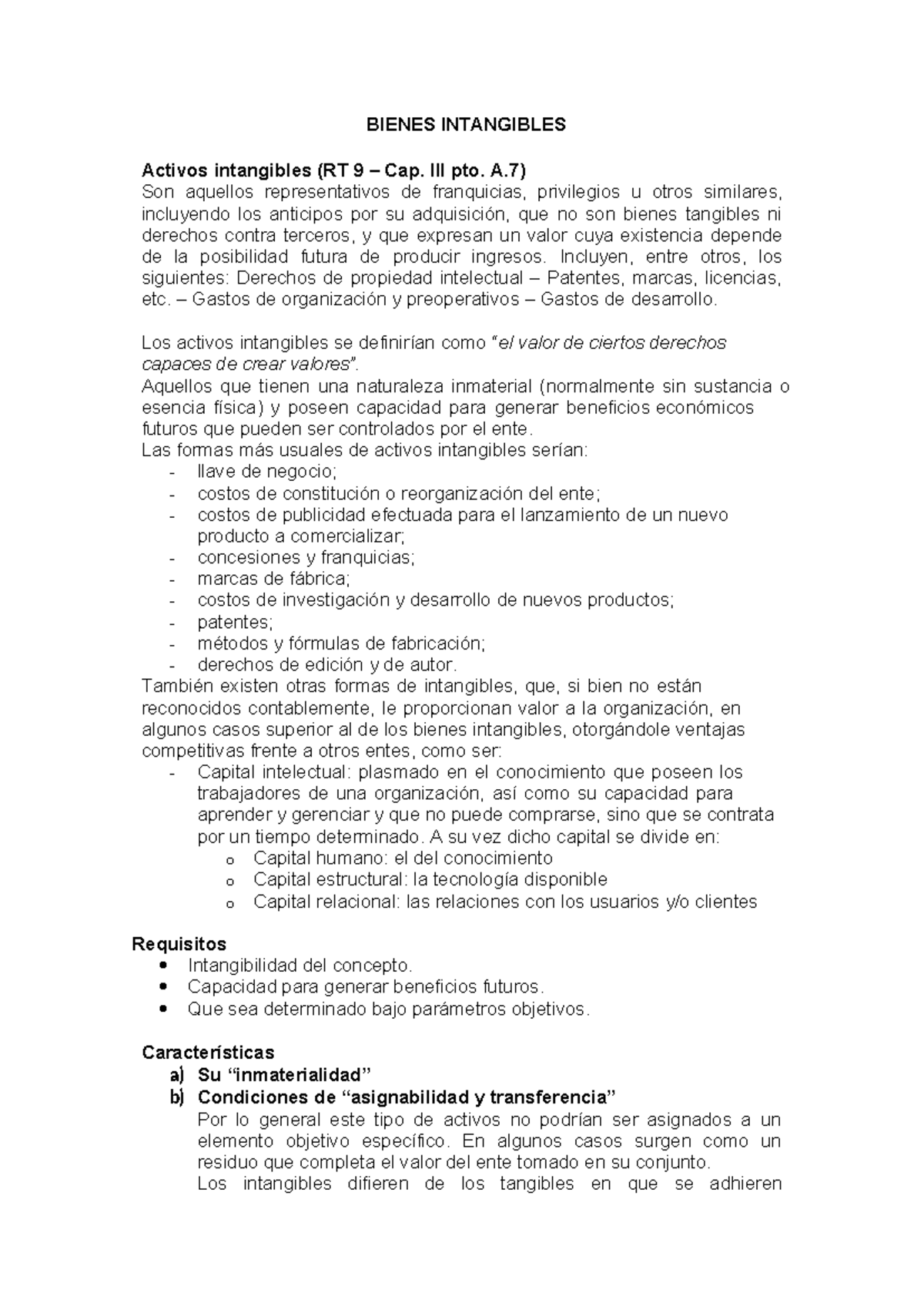 Contabilidad Financiera 2do Parcial uba - BIENES INTANGIBLES Activos intangibles (RT 9 – Cap ...