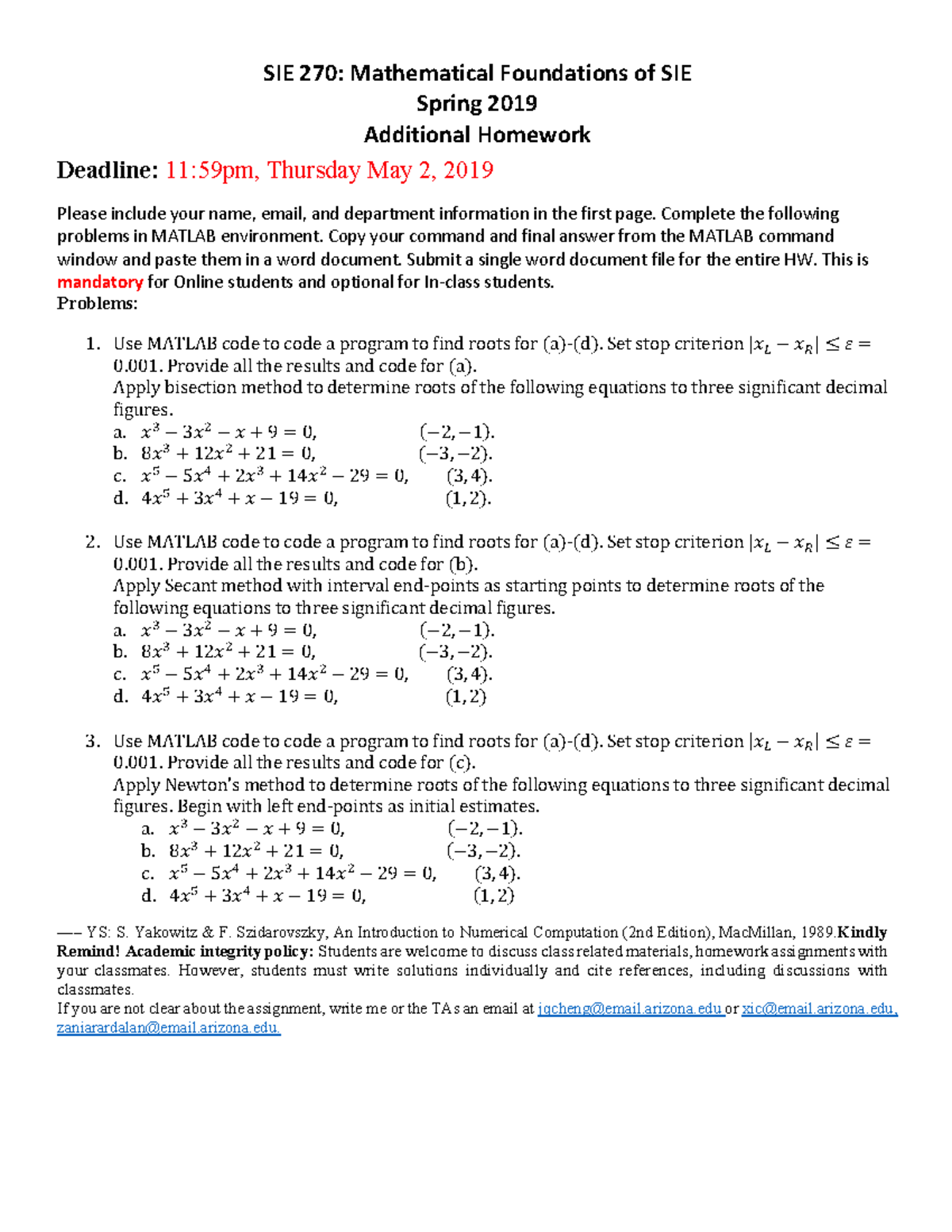 Additional Online Homework SIE270 SP2019 - Warning: TT: undefined function: 32 SIE 270 ...