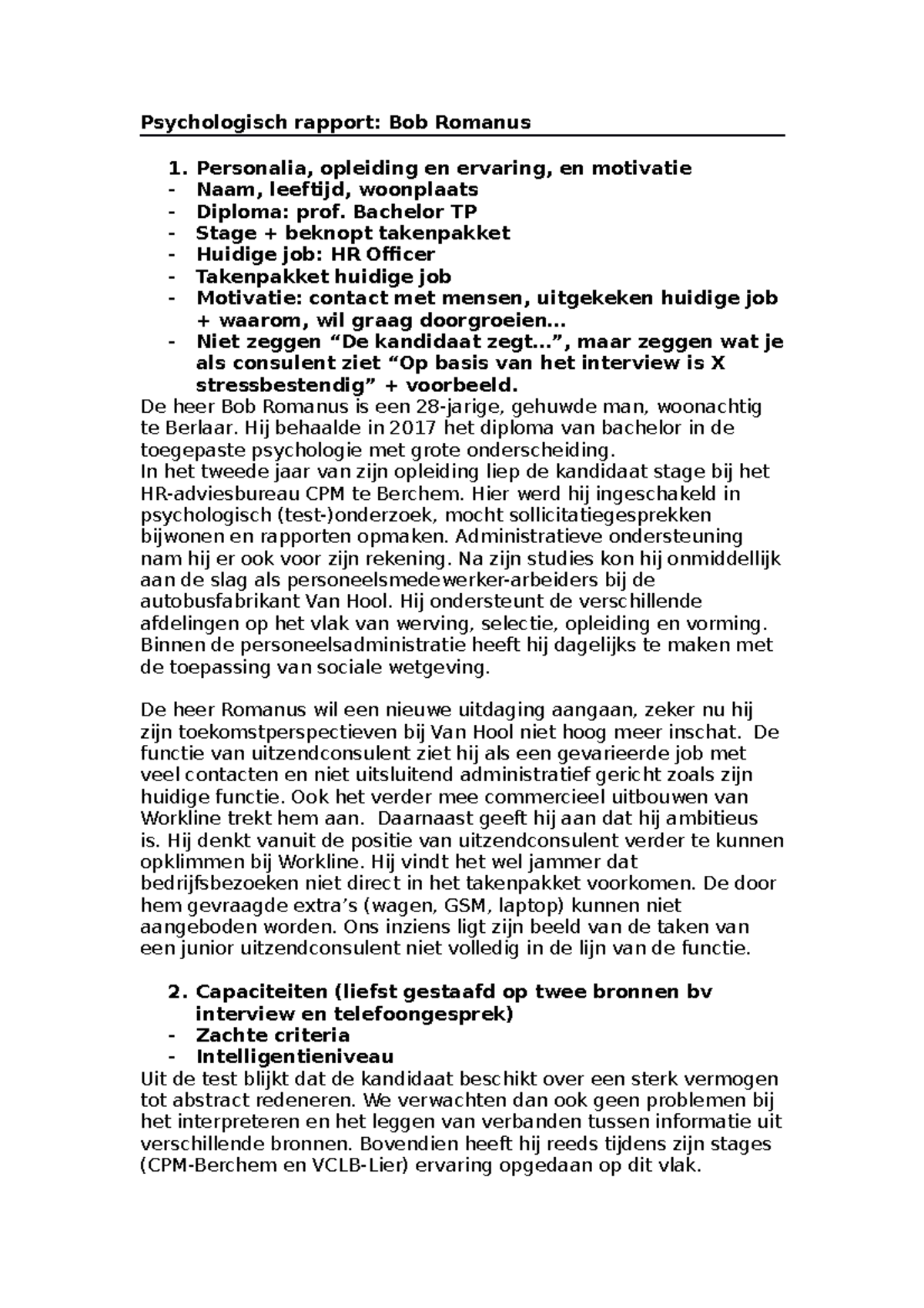 Psychologisch rapport Bob Romanus - Psychologisch rapport: Bob Romanus ...