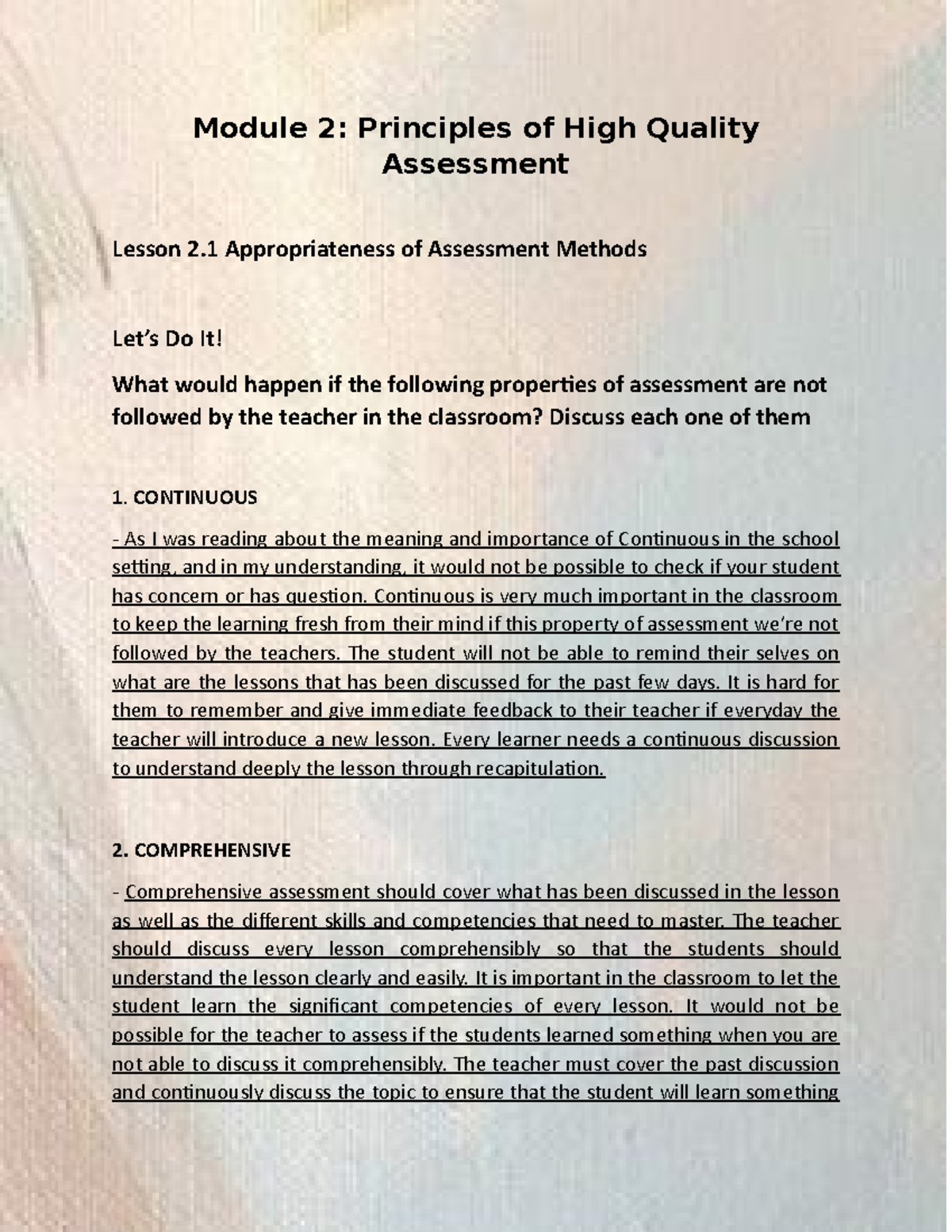 Inbound 1272571735778936769 - Module 2: Principles of High Quality Assessment Lesson 2 - Studocu