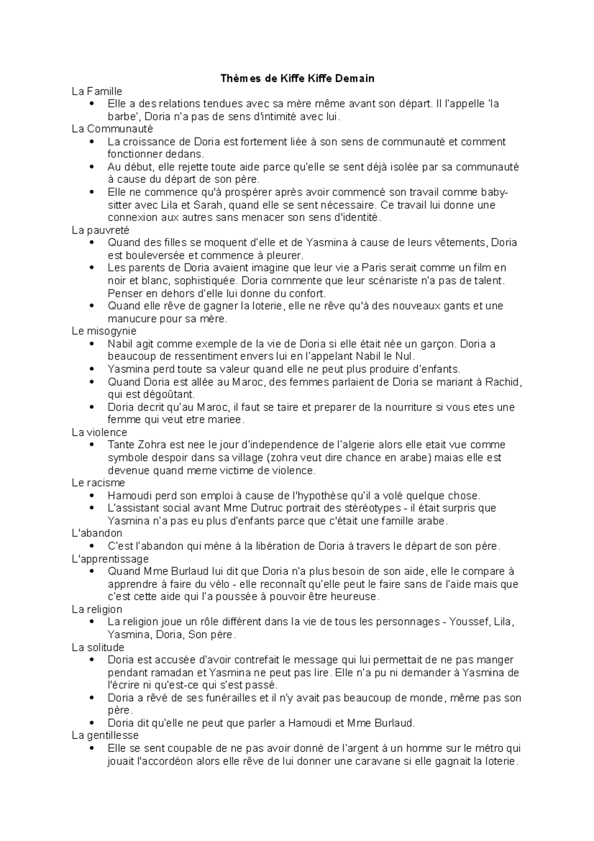 Thèmes de Kiffe Kiffe Demain - Thèmes de Kiffe Kiffe Demain La Famille ...