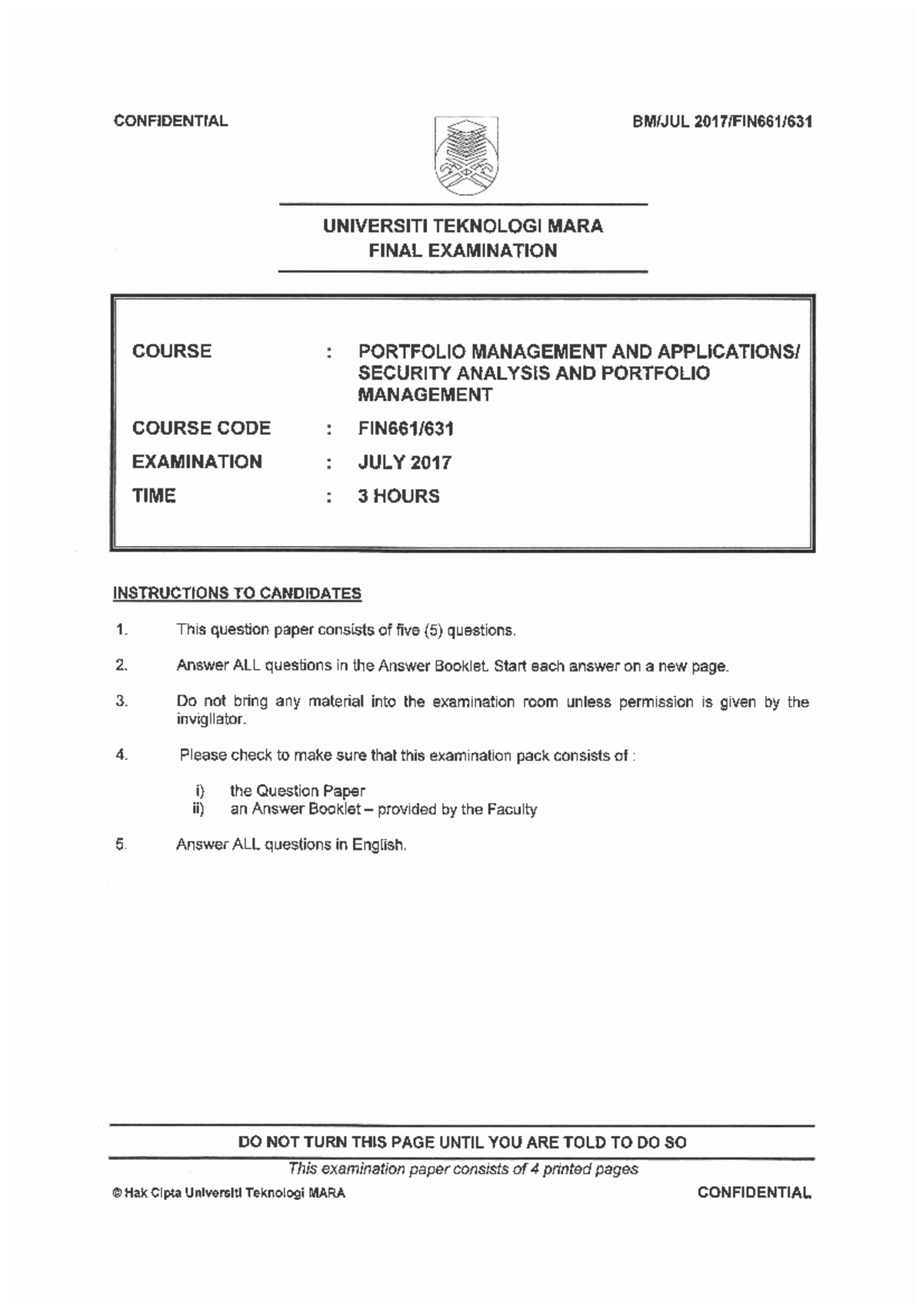 FIN552 JULY 2017 - International financial management - Studocu