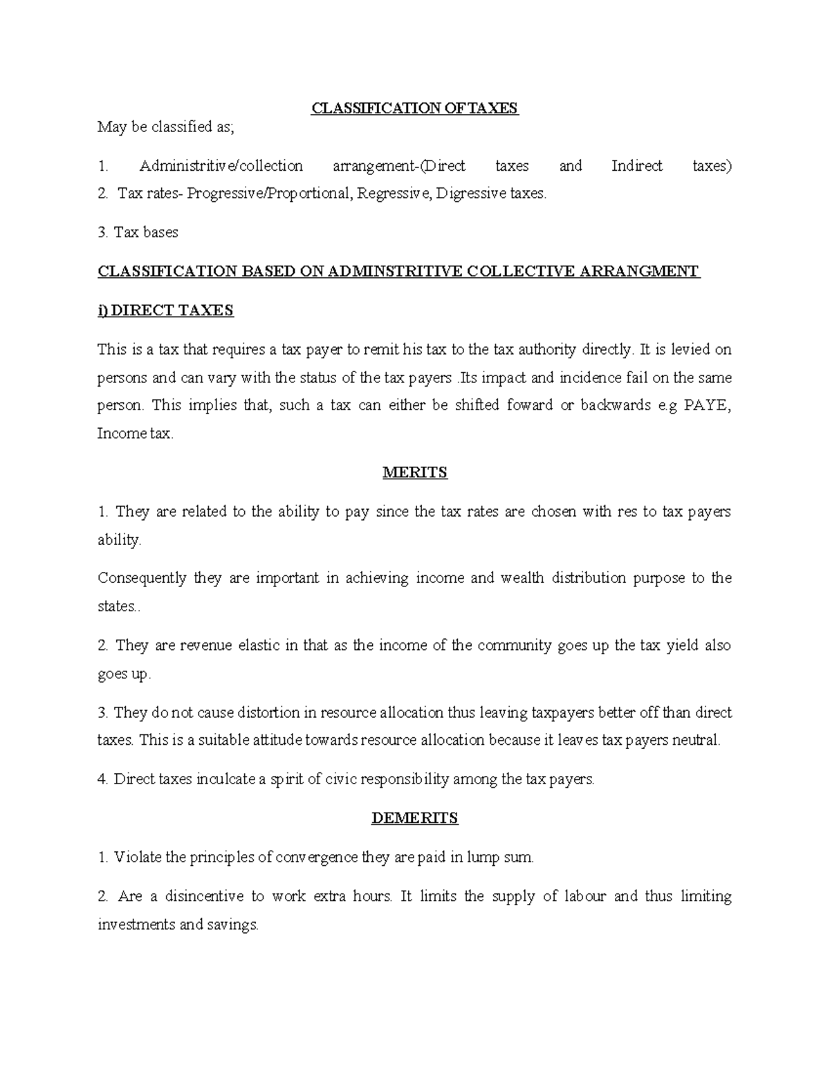 Classification OF Taxes 2 - CLASSIFICATION OF TAXES May be classified ...