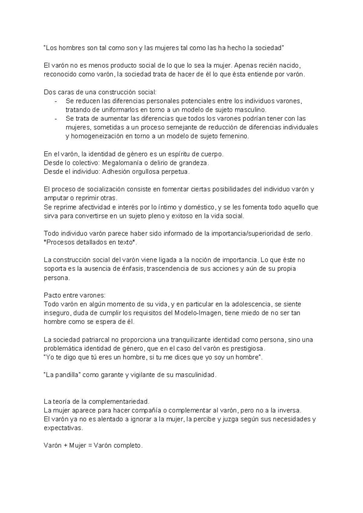Varón y patriarcado - Marqués - “Los hombres son tal como son y las ...