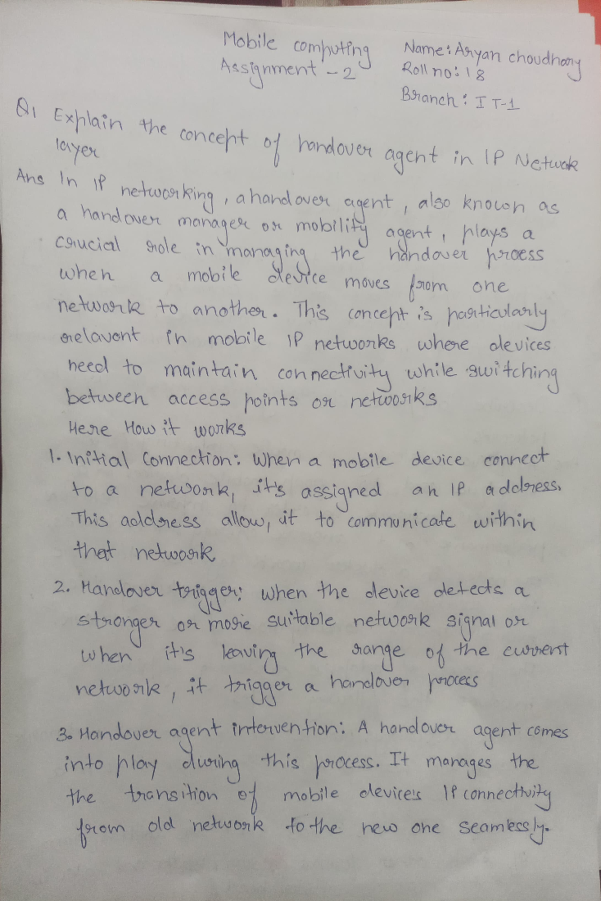 Mobile computing assignment - Information technology btech - Studocu