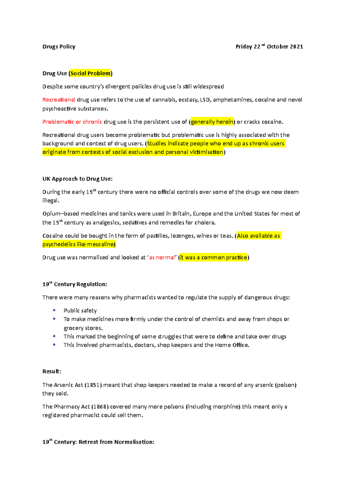 Drugs Policy - This lecture looks at drug policies and how they are ...