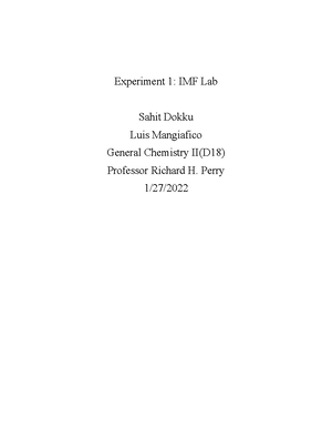 General Chemistry II Lab report - ?How are you going to analyze your ...