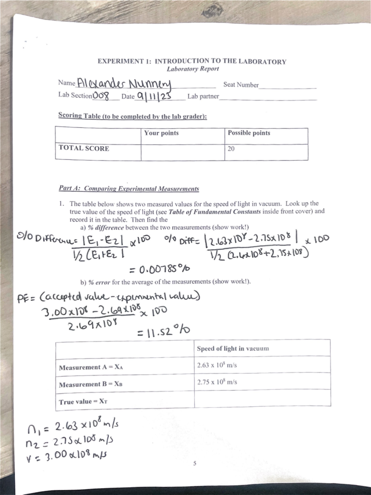 Exp 1 - Lab - EXPERIMENT 1: INTRODUCTION TO THE Laboratory Report Name ...