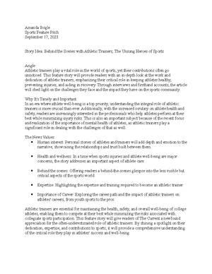 Sports feature article - Amanda Bogle Sports Reporting and Writing Dr ...