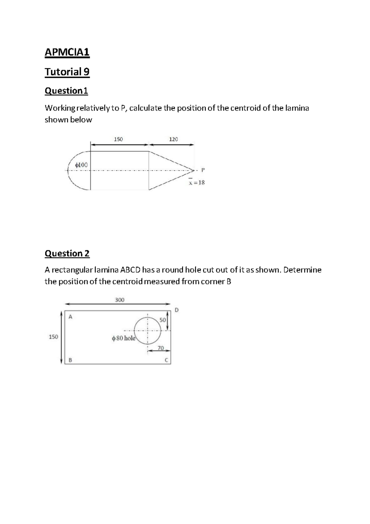 B eng tech civil engineering 1a applied mechanics centroids tutorial 9 ...