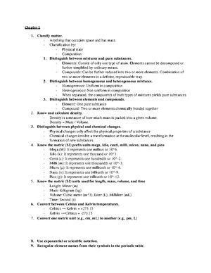 Chemistry Exam 1 Review Over Chapter 1 and 2 - CHM 2045 - Studocu