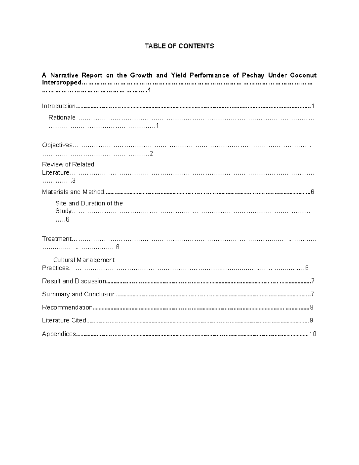 Table OF Contents - TABLE OF CONTENTS A Narrative Report on the Growth ...