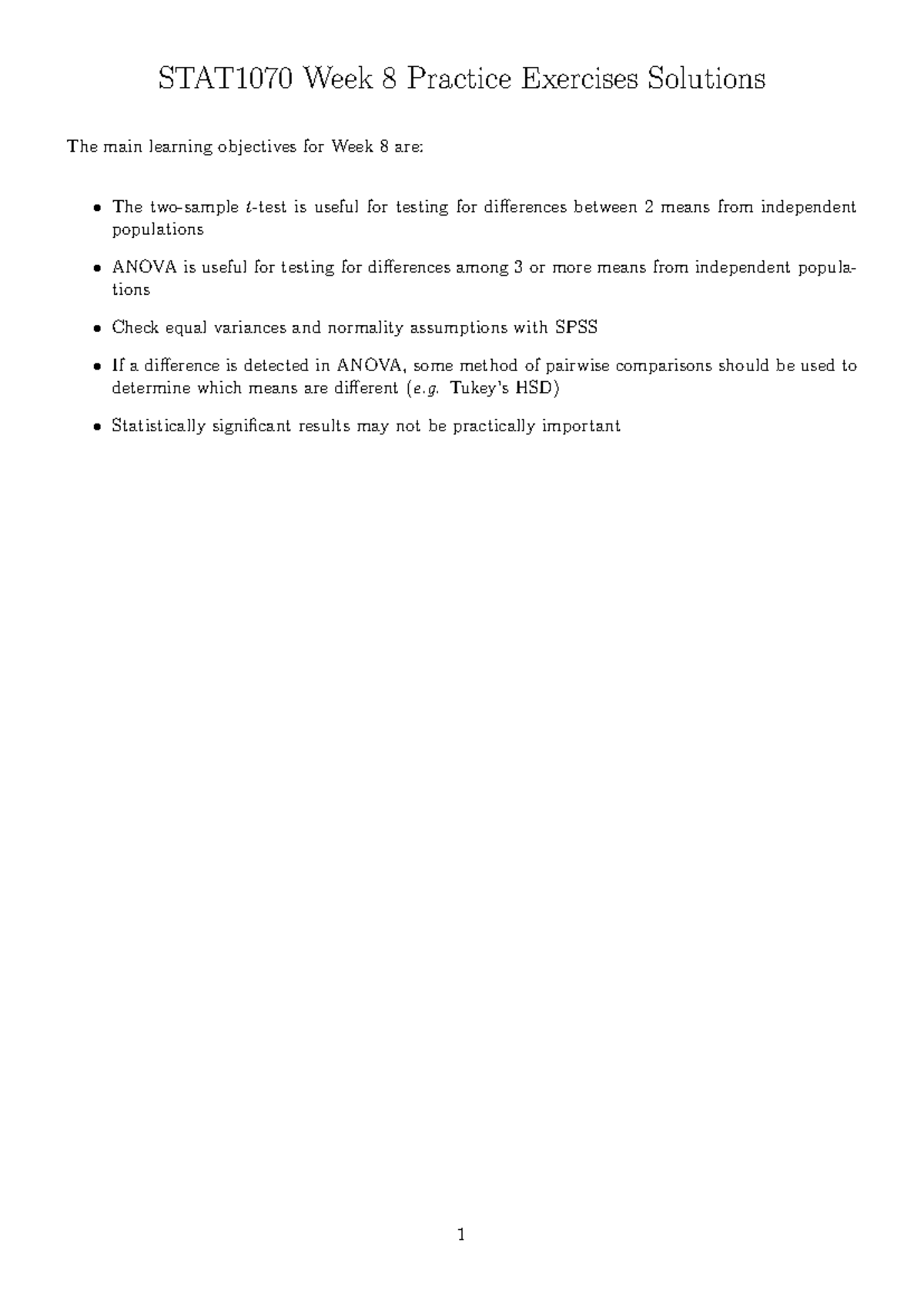 Week8 s - STAT1070 Week 8 Practice Exercises Solutions The main learning objectives for Week 8 ...