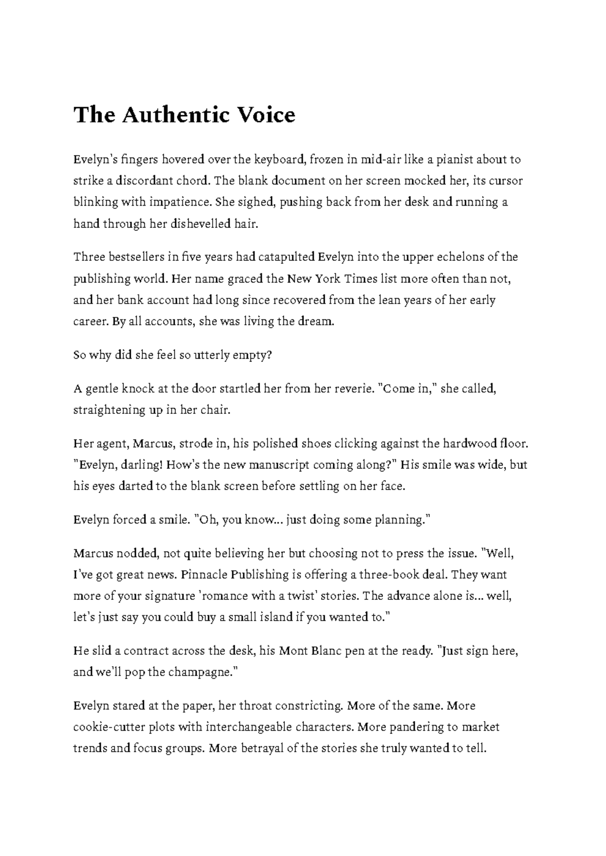 Bestseller - Short Stories - The Authentic Voice Evelyn's fingers ...