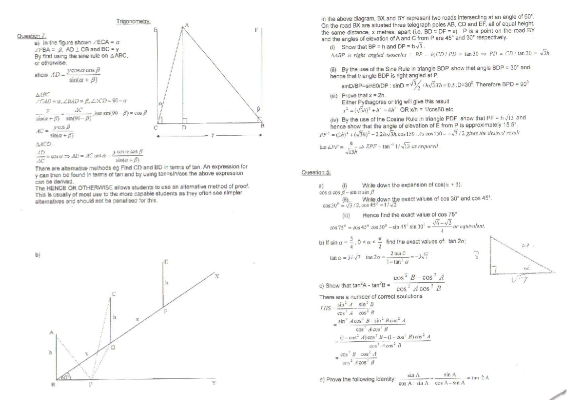 Yr11 Maths Trig (Blackhurst) Exam + Answers - Studocu