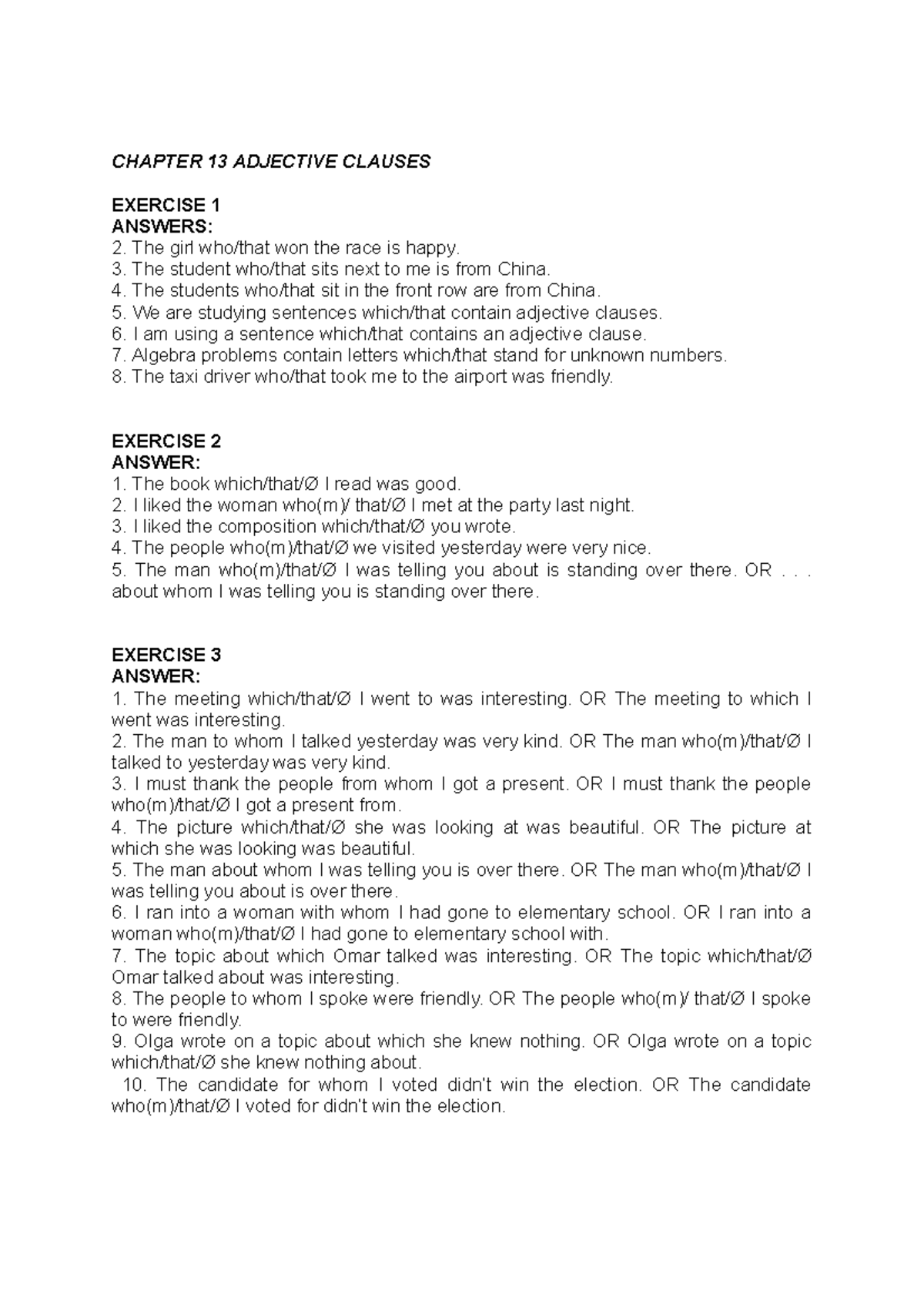 TGS bhs Inggris - Grammar - CHAPTER 13 ADJECTIVE CLAUSES EXERCISE 1 ...