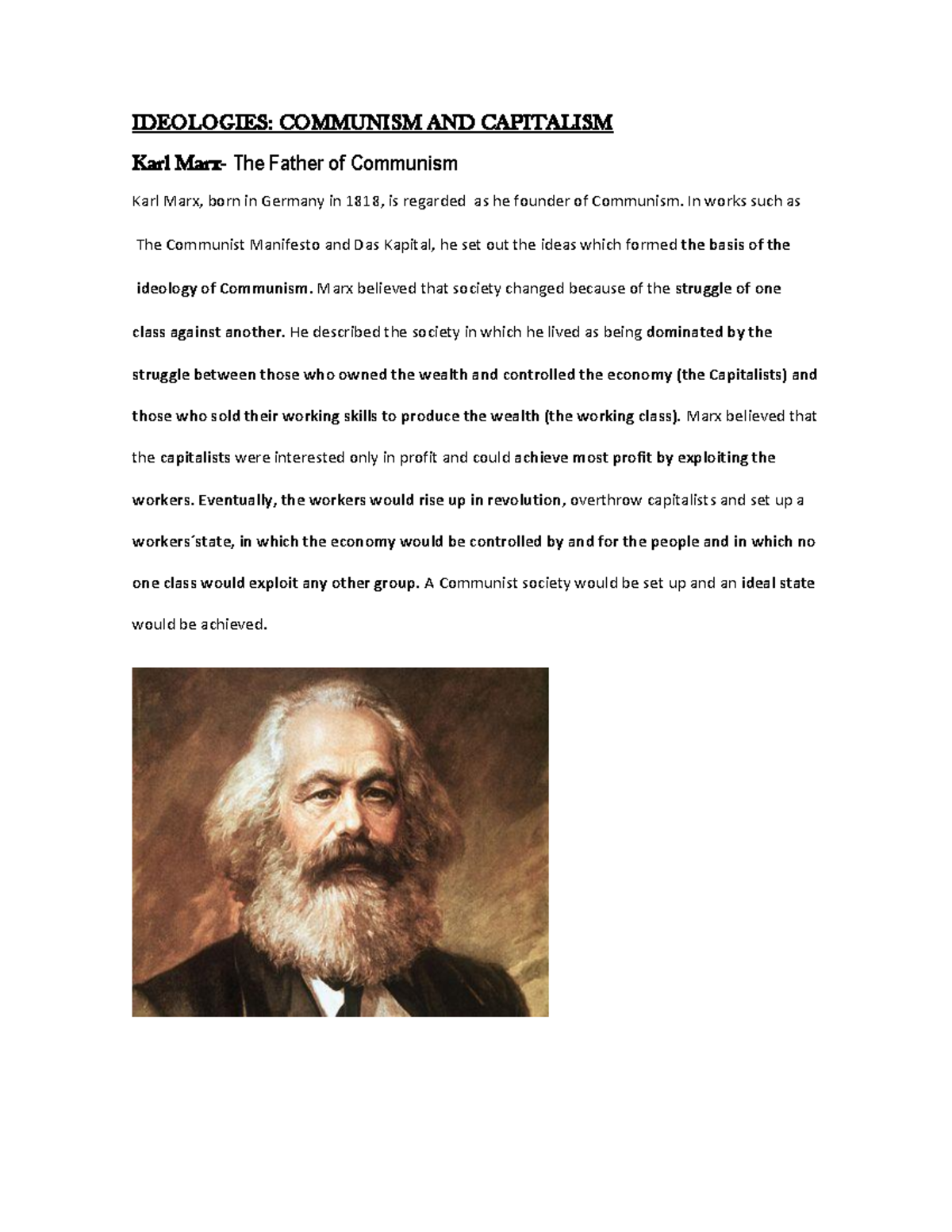 Ideologies -KARL MARX ADAM Smith - IDEOLOGIES: COMMUNISM AND CAPITALISM ...