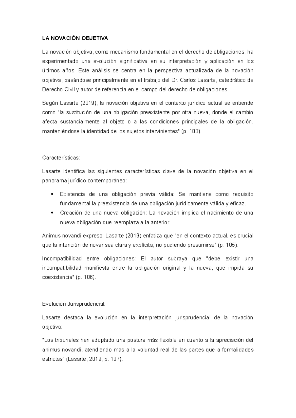 Novación objetiva - AYUDA - LA NOVACIÓN OBJETIVA La novación objetiva ...