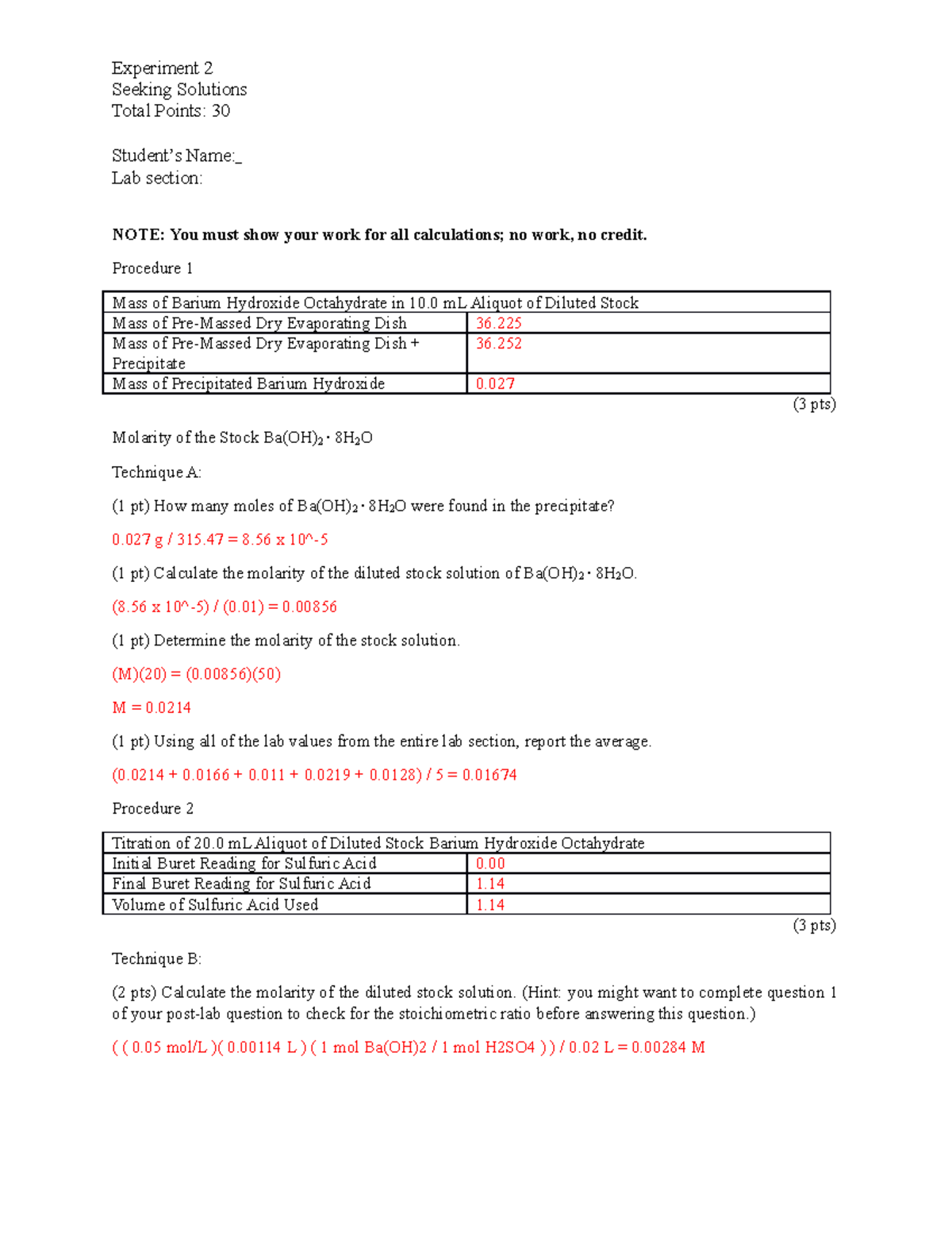 CHEM 110L - Experiment 2 Seeking Solutions - Experiment 2 Seeking ...
